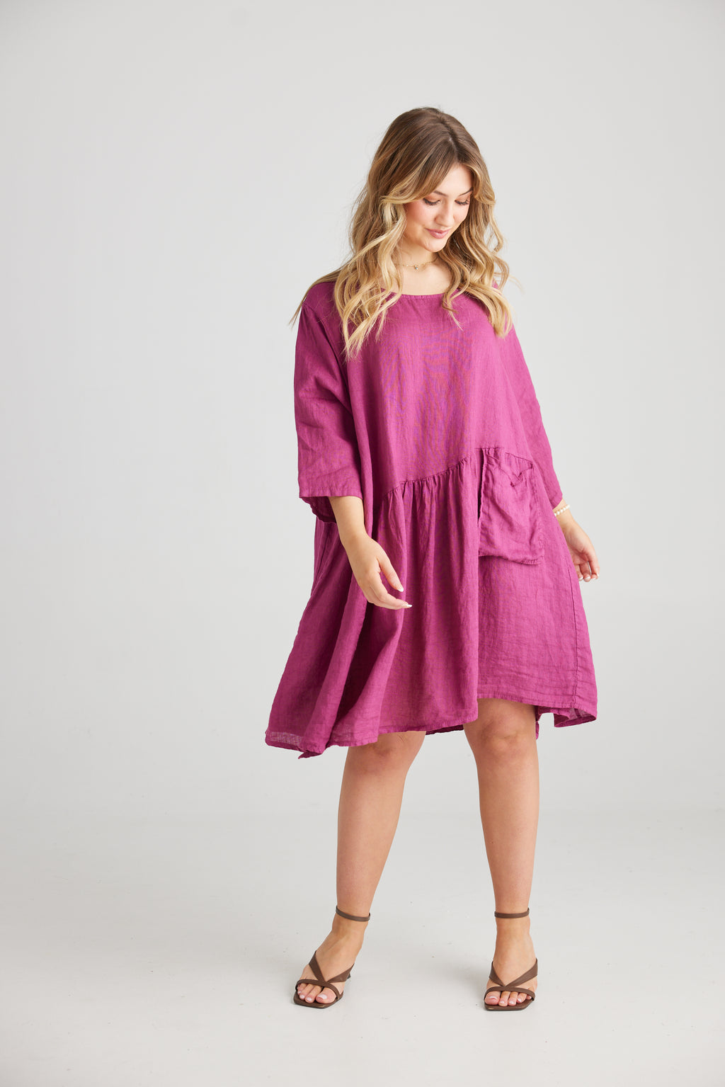 Clarissa Linen dress. Magenta – Miss Rose Sister Violet AU