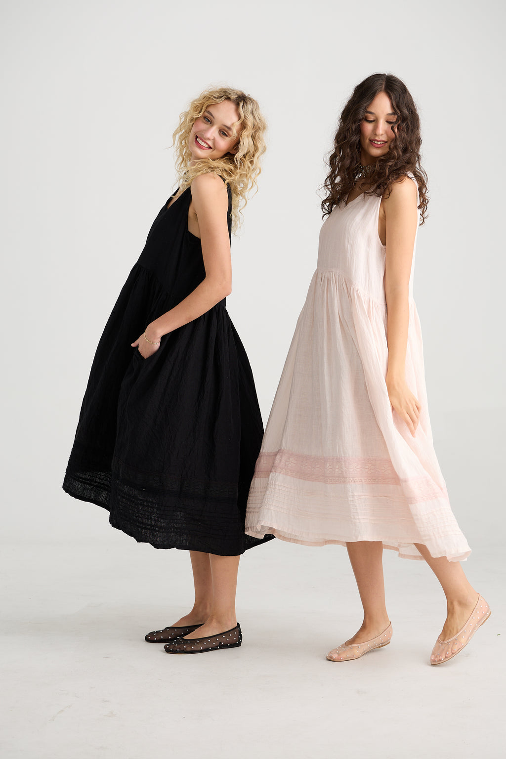 Cassandra Linen and Lace dress. Powder Pink. – Miss Rose Sister Violet ...