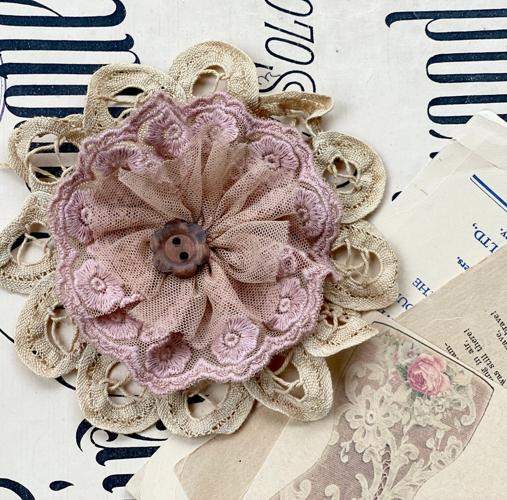 Lacey floral brooch – Miss Rose Sister Violet Australia